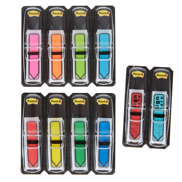 3M 684VAD2 Post-It® 1/2" Assorted Color Page and "Sign Here" Message ...