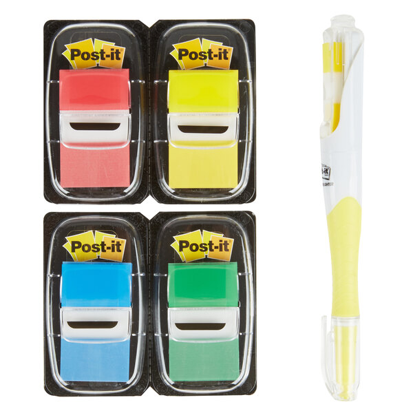 3M 680RYBGVA Post-It® 1" x 2" Assorted Color Page Flag with Dispensers ...