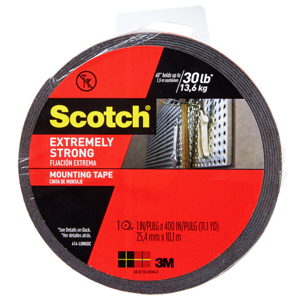 3M Scotch™ 1" x 400" Black Extremely Strong Indoor / Outdoor Mounting ...