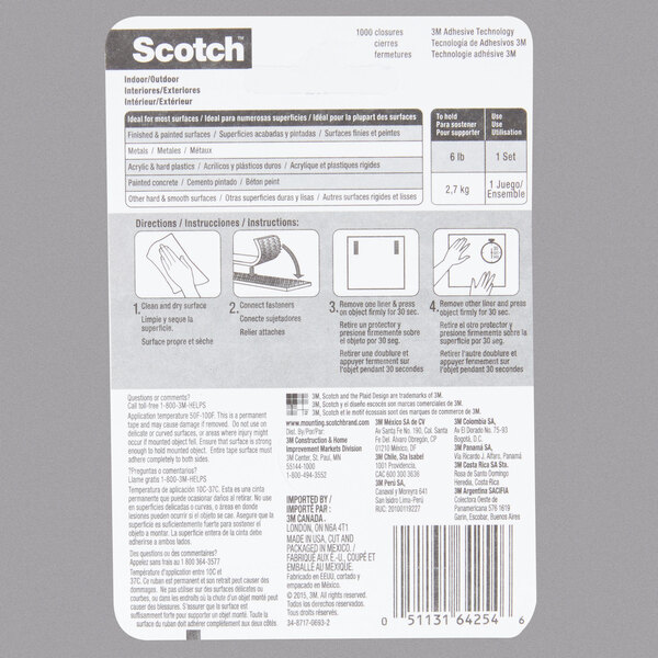 3M RF6731 Scotch™ 3" x 1" Black Extreme Fastener Set - 2/Pack