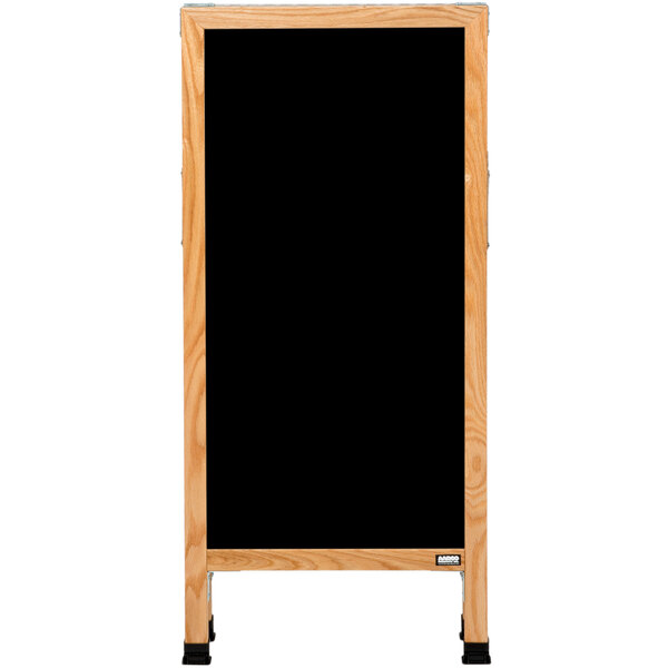 Aarco A-3P 42" x 18" Oak A-Frame Sign Board with Black Write-On Acrylic ...