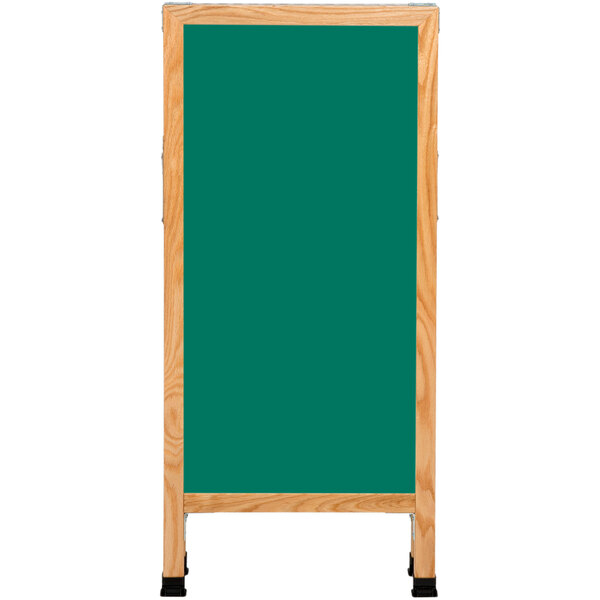 Aarco A-311SG 42" x 18" Oak A-Frame Sign Board with Green Write-On ...
