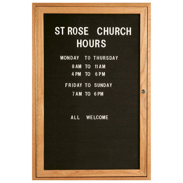 Aarco ODC3624L 36" x 24" Red Oak Enclosed Wooden Indoor Message Center ...