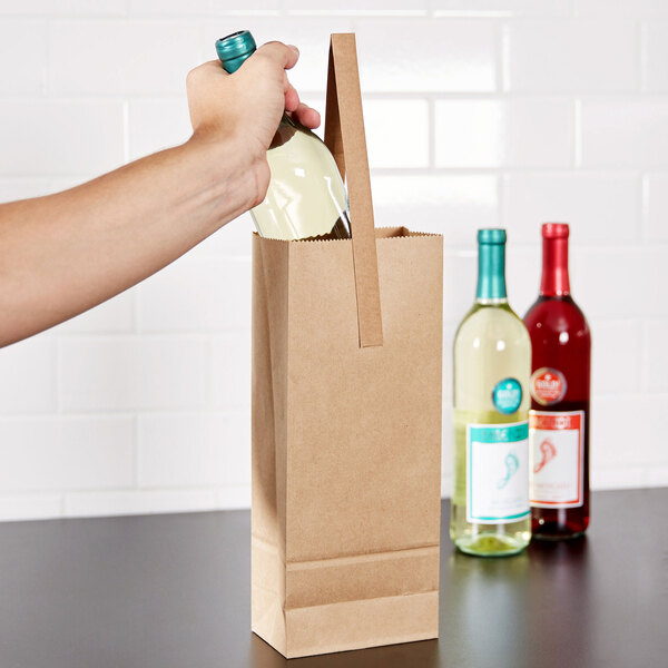 1 Bottle Customizable Paper Wine Bag with Handle - 250/Case