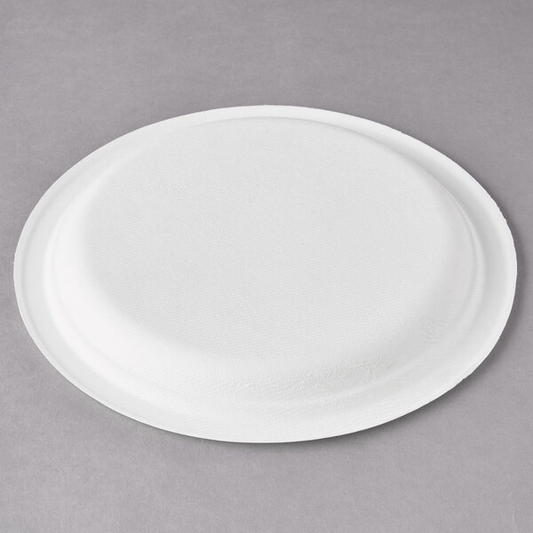 Eco-Products EP-P013 9" Round White Compostable Sugarcane Plate - 500/Case