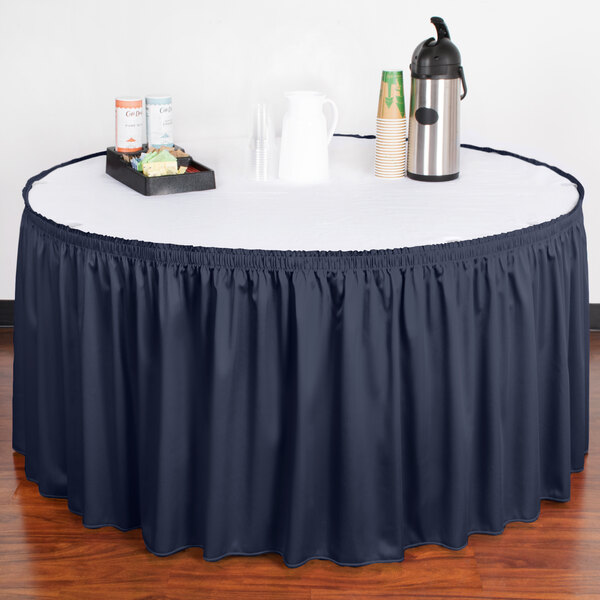 Snap Drape 5412EG29S3-011 Wyndham 17' 6" x 29" Navy Shirred Pleat Table ...