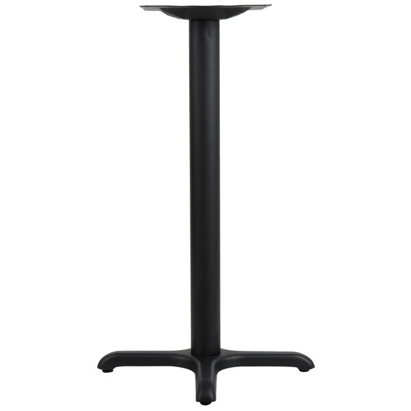 BFM Seating 22" x 22" Sand Black Stamped Steel Counter Height Indoor Cross Table Base, 3" Column