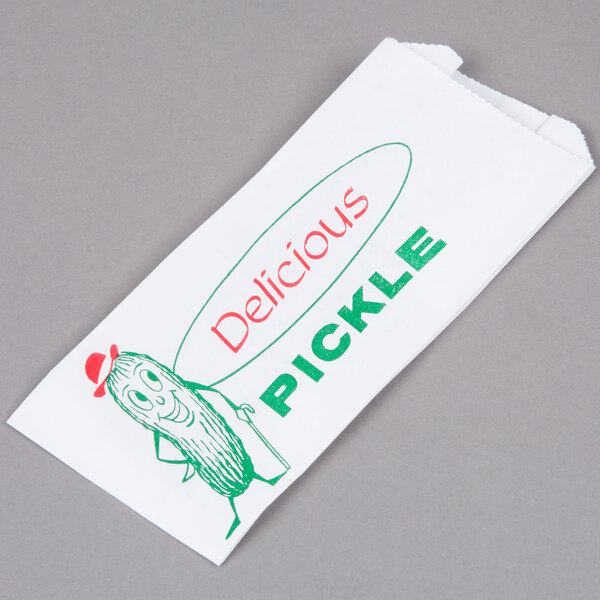 Carnival King 3" x 1 3/4" x 6 1/2" Printed Paper Pickle Bag - 100/Pack