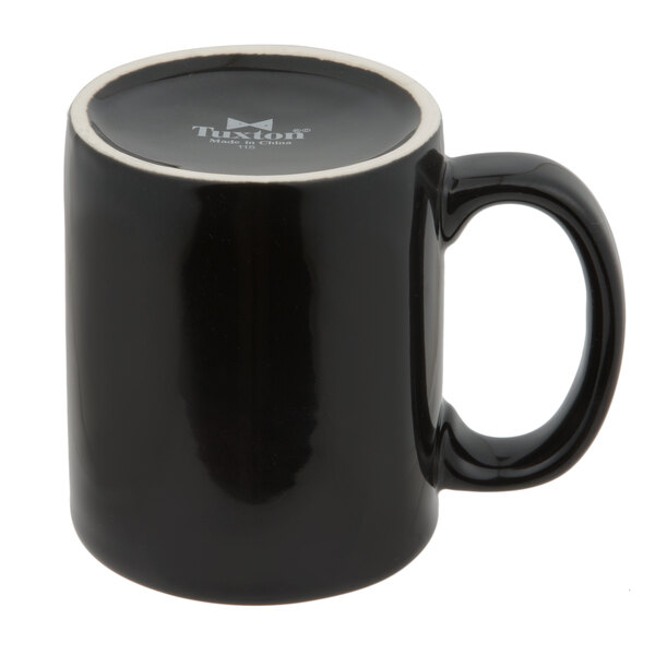 Tuxton BBM-1202 Black 12 oz. China C-Handle Mug - 24/Case