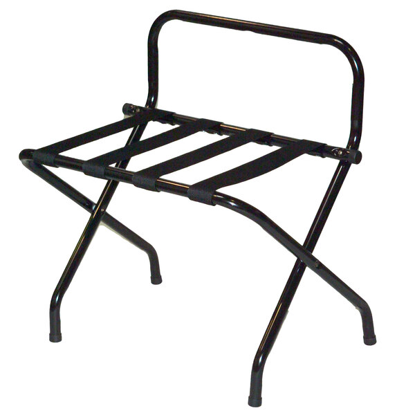 CSL 1055BL-BL Black Metal High Back Luggage Rack with Wall Guard - 6/Pack