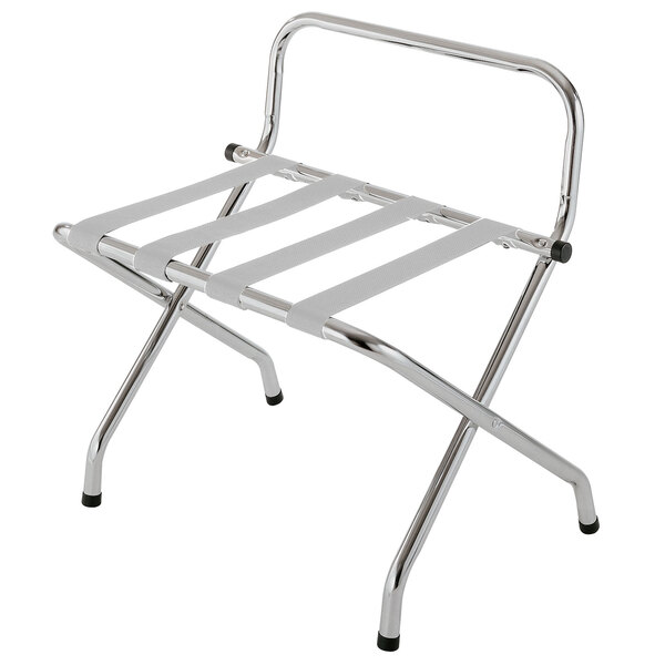 CSL 1055C-SV Chrome Metal High Back Luggage Rack with Wall Guard - 6/Pack