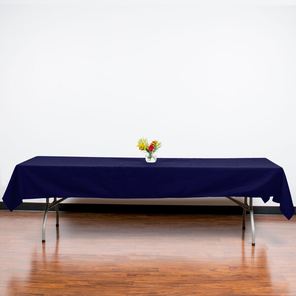 Intedge 54" x 120" Rectangular Navy Hemmed 65/35 Poly/Cotton Blend ...