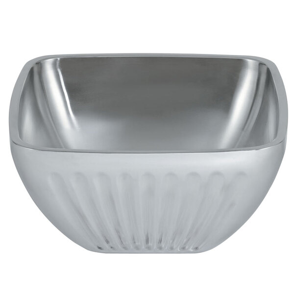 Vollrath 47683 Fluted Double Wall Square 5.2 Qt. Serving Bowl
