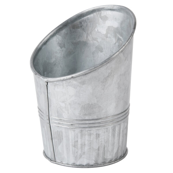 American Metalcraft GFC45 10 oz. Galvanized Metal Angled French Fry Cup