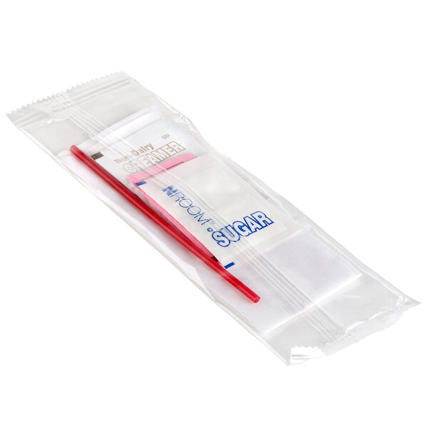 Single Serve Coffee Condiment Kit w/ Napkin in Bulk