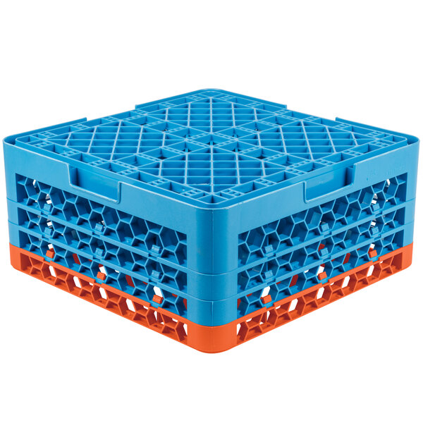 Carlisle RG16-3C412 OptiClean Orange 16 Compartment Glass Rack with 3 ...