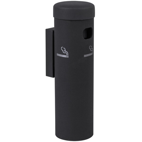 Aarco Black Wall Mounted Cigarette / Ash Receptacle SB15W