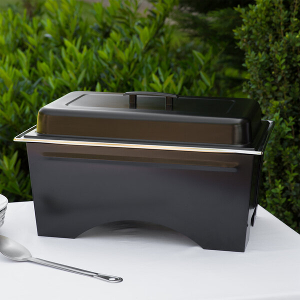 Sterno 70225 Chalkboard Chafer Lid with Black Glossy Finish