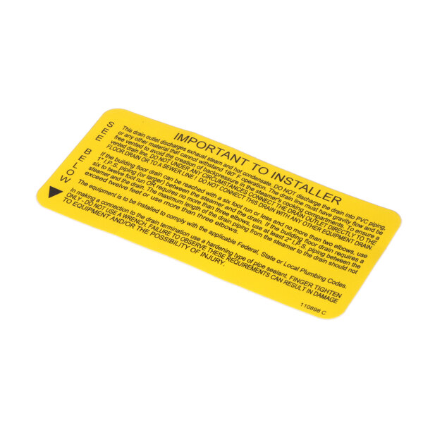 Cleveland 110898 Label; Compartment Drain Tag;