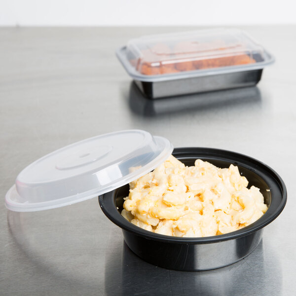 Pactiv Newspring NC718B 16 oz. Black 6" VERSAtainer Round Microwavable ...