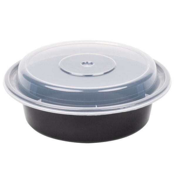 Pactiv Newspring NC718B 16 oz. Black 6" VERSAtainer Round Microwavable ...