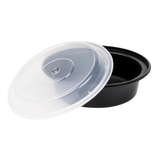 Pactiv Newspring NC718B 16 oz. Black 6" VERSAtainer Round Microwavable ...