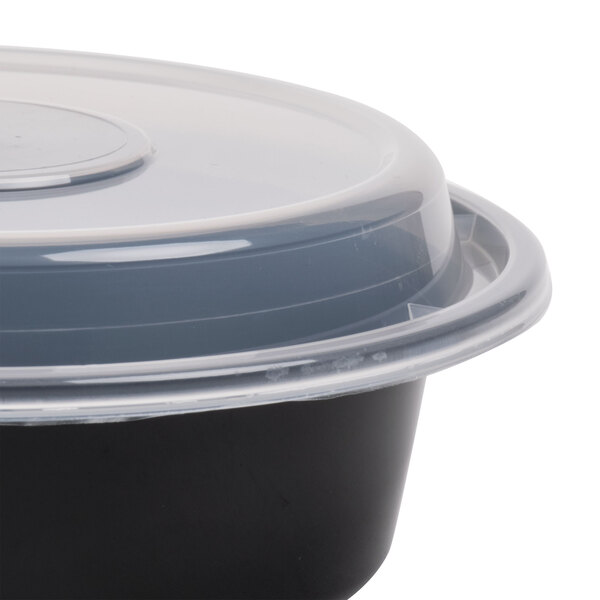 Pactiv Newspring NC718B 16 oz. Black 6" VERSAtainer Round Microwavable ...