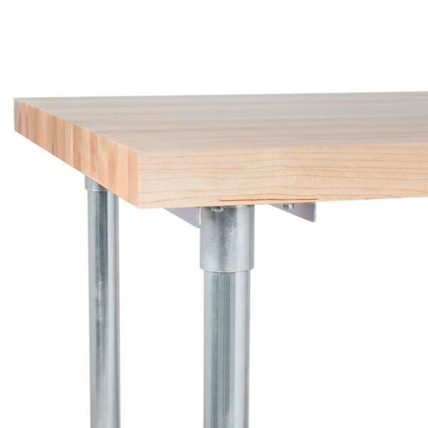 Advance Tabco H2G-363 Wood Top Work Table with Galvanized Base and ...