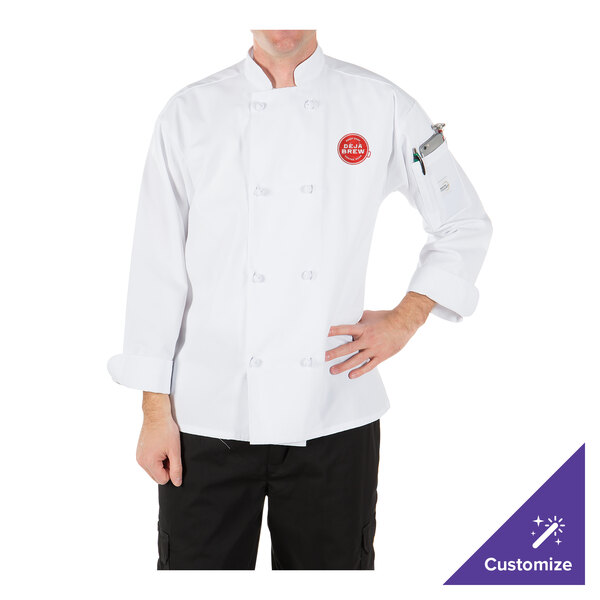 Mercer Culinary Millennia® Unisex White Customizable Long Sleeve Cook ...