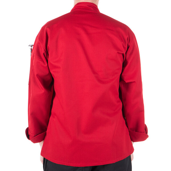 Mercer Culinary Millennia® Unisex Red Customizable Long Sleeve Cook ...