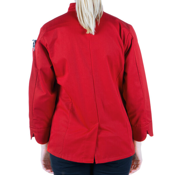 Mercer Culinary Millennia® Women's Red Customizable Long Sleeve Cook ...