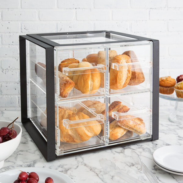 Vollrath SBB2x2F-06 Cubic Four Drawer Acrylic Bread Box with Black ...