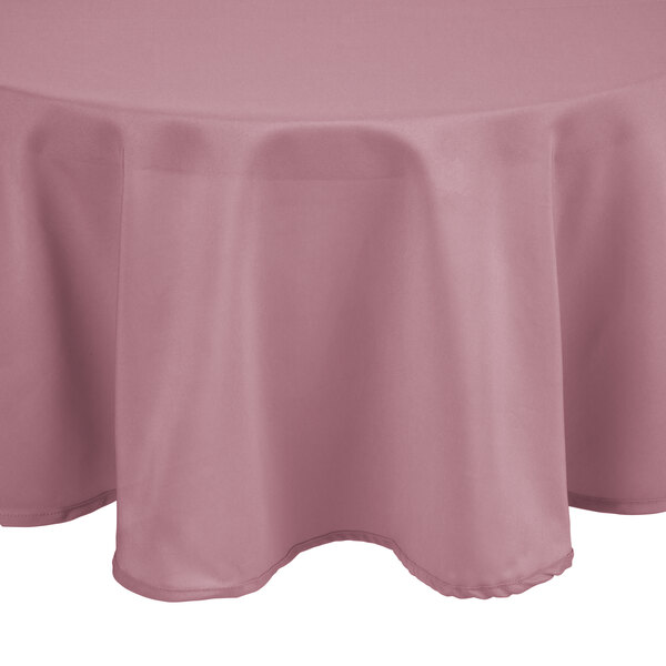 Intedge 72" Round Pink Seamed 100% Polyester Hemmed Cloth Table Cover