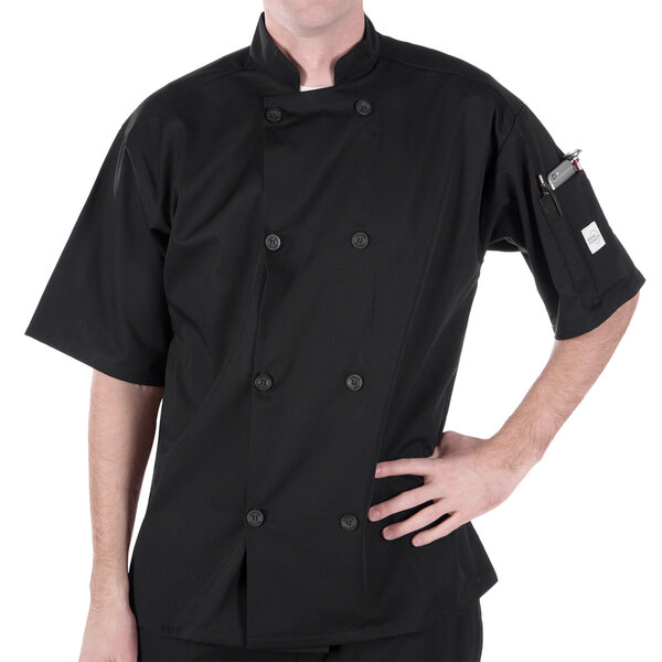 Mercer Culinary Millennia® Unisex Black Customizable Short Sleeve Cook ...