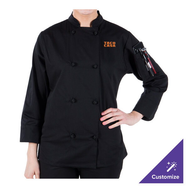 Mercer Culinary Millennia® Women's Black Customizable Long Sleeve Cook ...