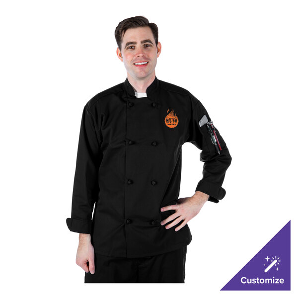 Mercer Culinary Millennia® Unisex Black Customizable Long Sleeve Cook ...