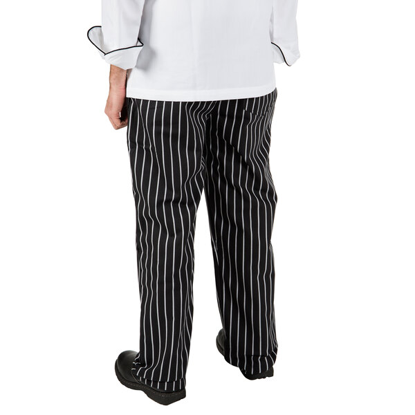 Mercer Culinary Millennia® Unisex Black Chalk Stripe Cook Pants ...
