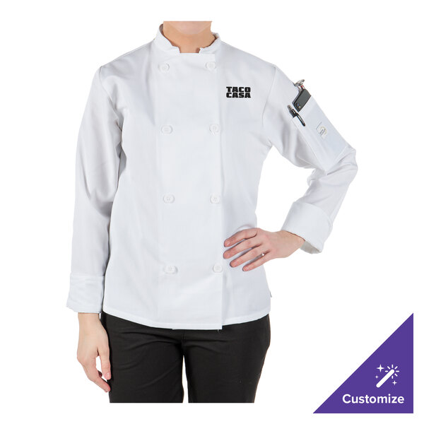 Mercer Culinary Millennia® Women's White Customizable Long Sleeve Cook ...