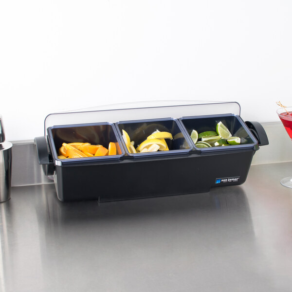 San Jamar BD4003 The Dome 3-Compartment Condiment Bar