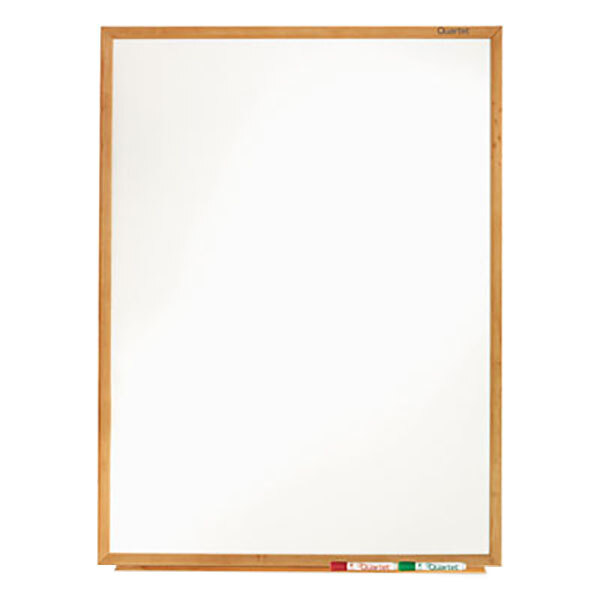 Quartet S573 Classic 36" x 24" Melamine Whiteboard with Oak Finish Frame
