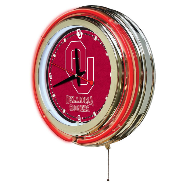 Holland Bar Stool Clk15Oklhma University of Oklahoma 15" Neon Clock