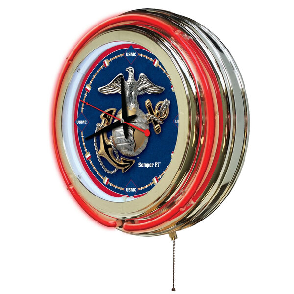Holland Bar Stool Clk15Marine United States Marine Corps 15" Neon Clock