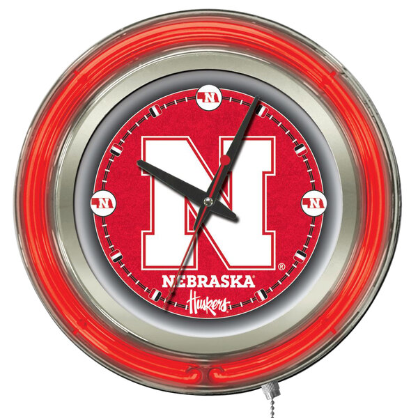 Holland Bar Stool Clk15NebrUn University of Nebraska 15" Neon Clock