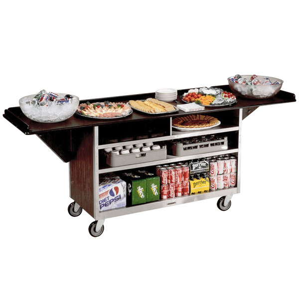 Lakeside 676W Stainless Steel Drop-Leaf Beverage Service Cart with 3 ...