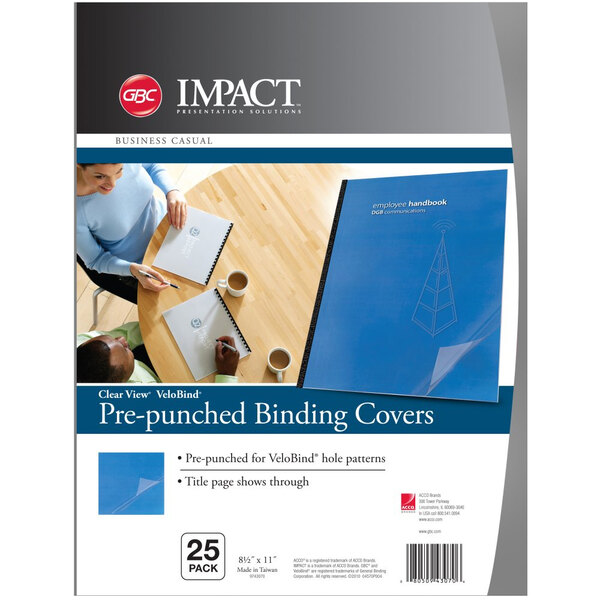 Swingline GBC 9743070 VeloBind 11" x 8 1/2" Clear Pre-Punched Binding ...