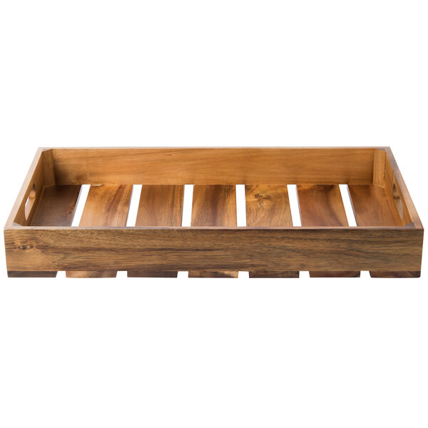 Tablecraft CRATE11 Full Size, 2 1/2" Deep Gastronorm Acacia Wood ...