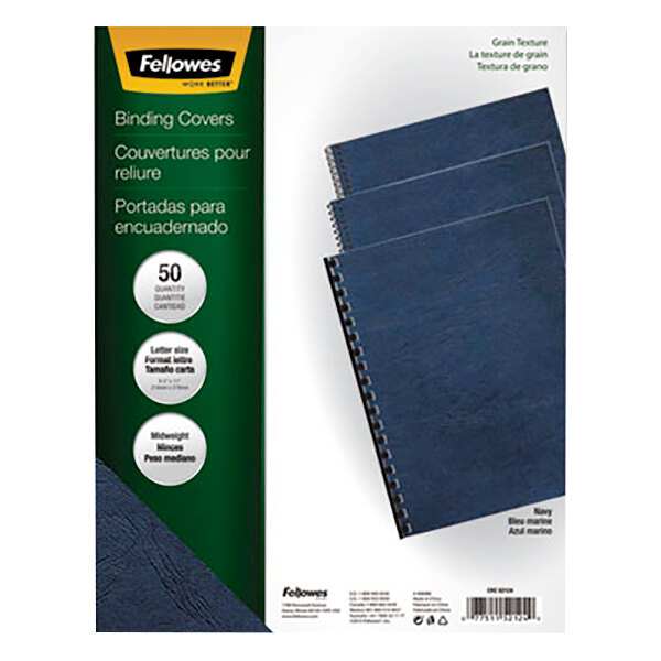 Fellowes 52124 11" x 8 1/2" Navy Grain Textured Unpunched Binding ...