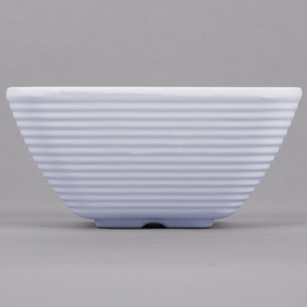 Tablecraft RAMS4W 4 oz. White Square Ribbed Melamine Ramekin - 12/Pack