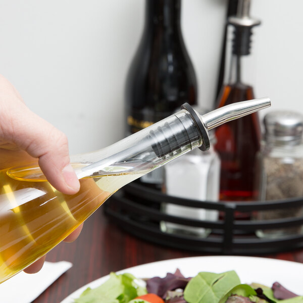 Tablecraft 611 Siena 6 oz. Oil and Vinegar Bottle with Stainless Steel ...