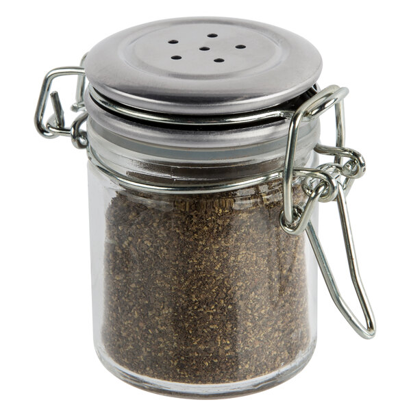 Tablecraft H15S&P 1.5 oz. Resealable Salt and Pepper Shaker Glass Jar ...
